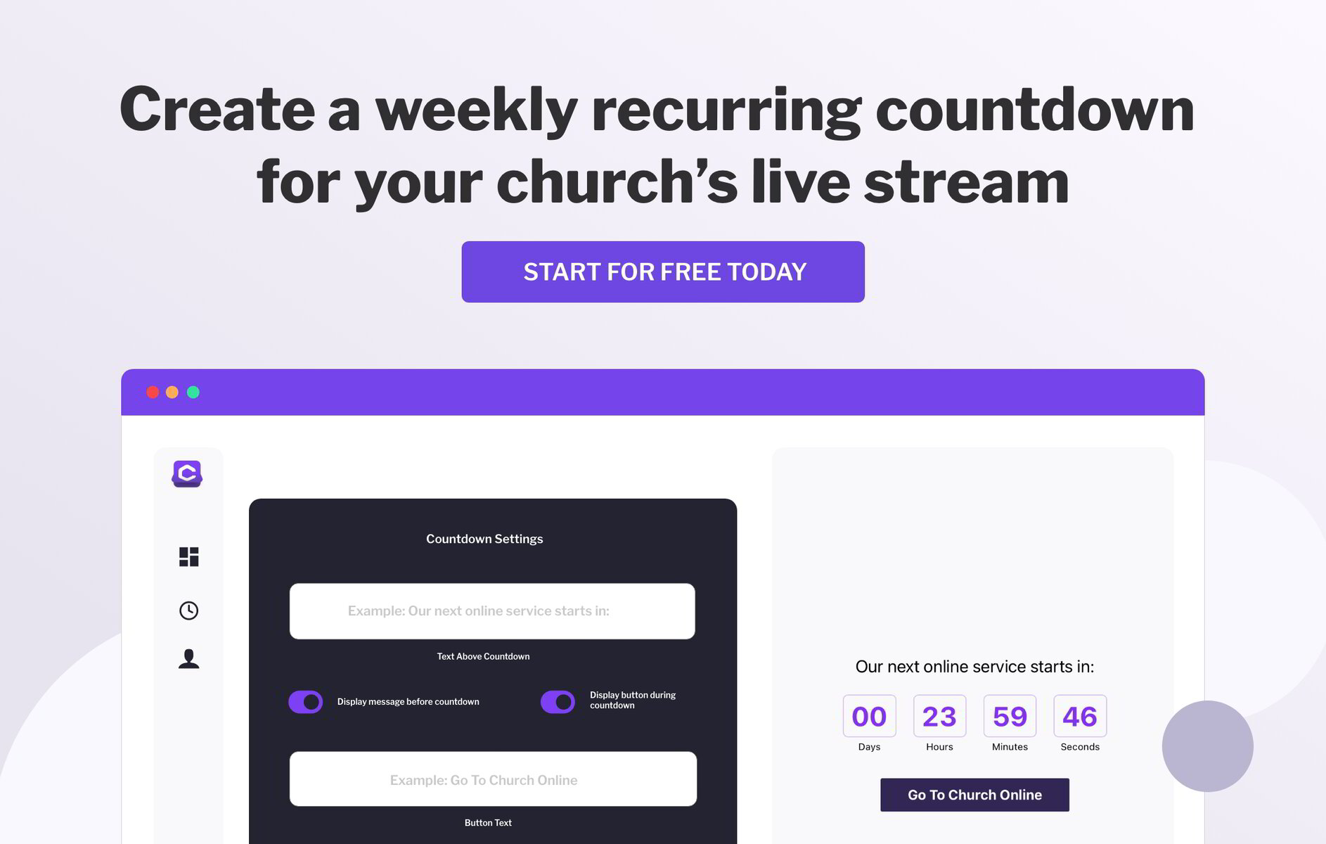 Cowntdown - A repeating, multi-service countdown widget for churches