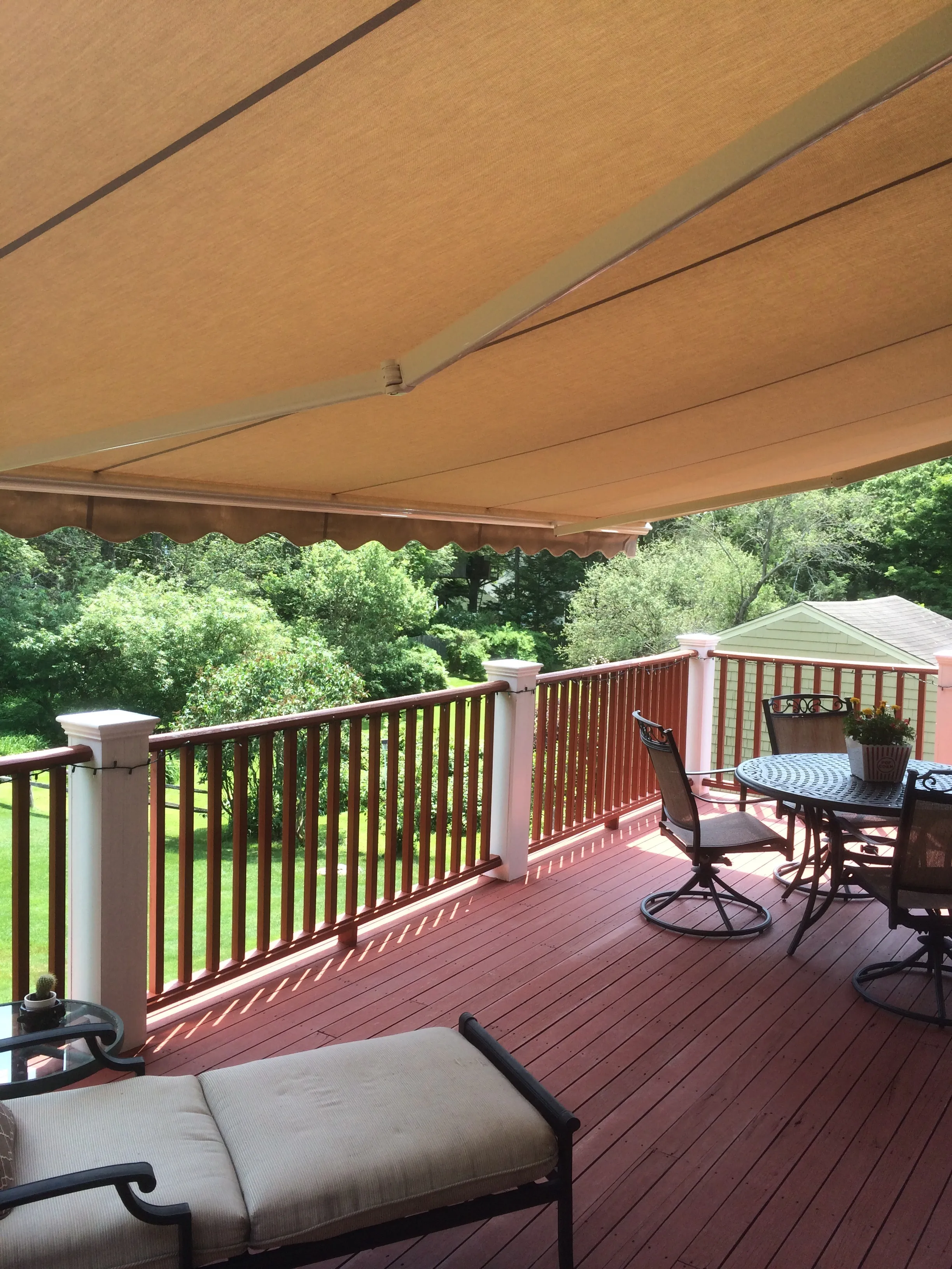 Custom motorized deck awning