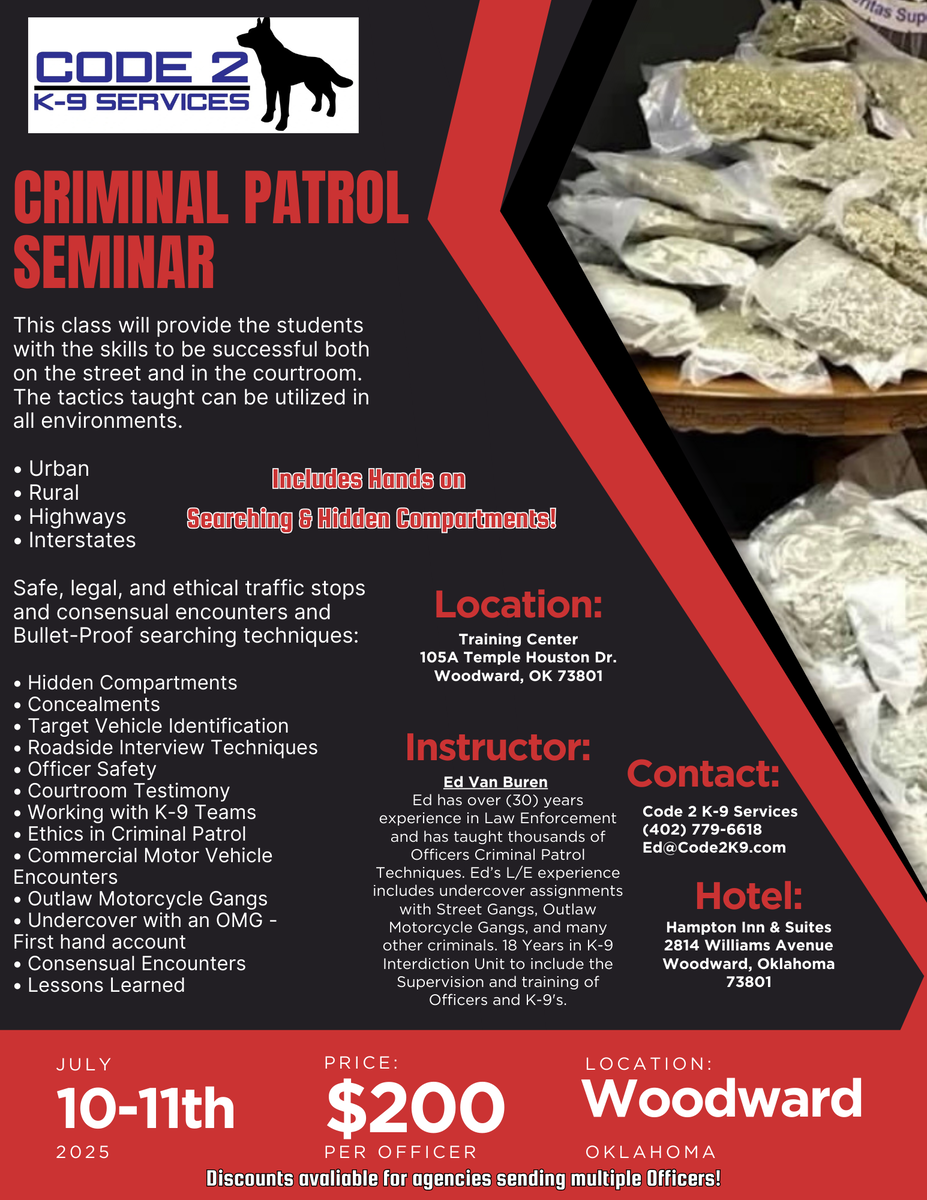 Criminal Patrol Seminar Woodward OK