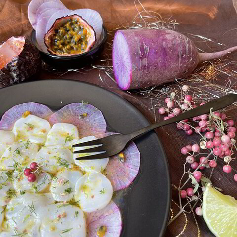 Carpaccio de Saint Jacques aux fruits de la passion