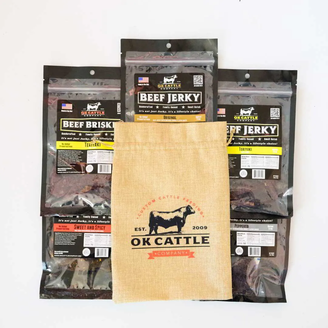Gift Variety Pack - All 4 Flavors of Brisket Beef Jerky with Gift Bag
