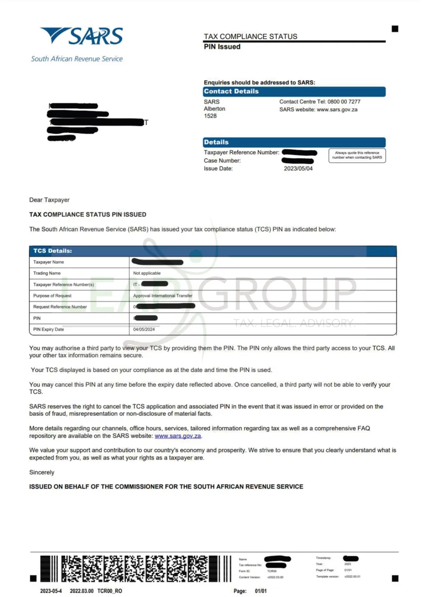 Approval of International Transfers (AIT) PIN | Leap Group South Africa