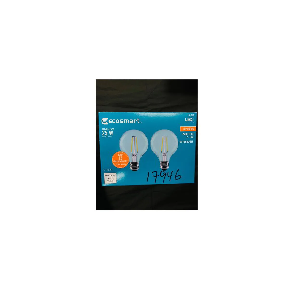 FOCO LED G25 ECOSMART 3 W 350 LÚMENES LUZ AMARILLA 2 PIEZAS