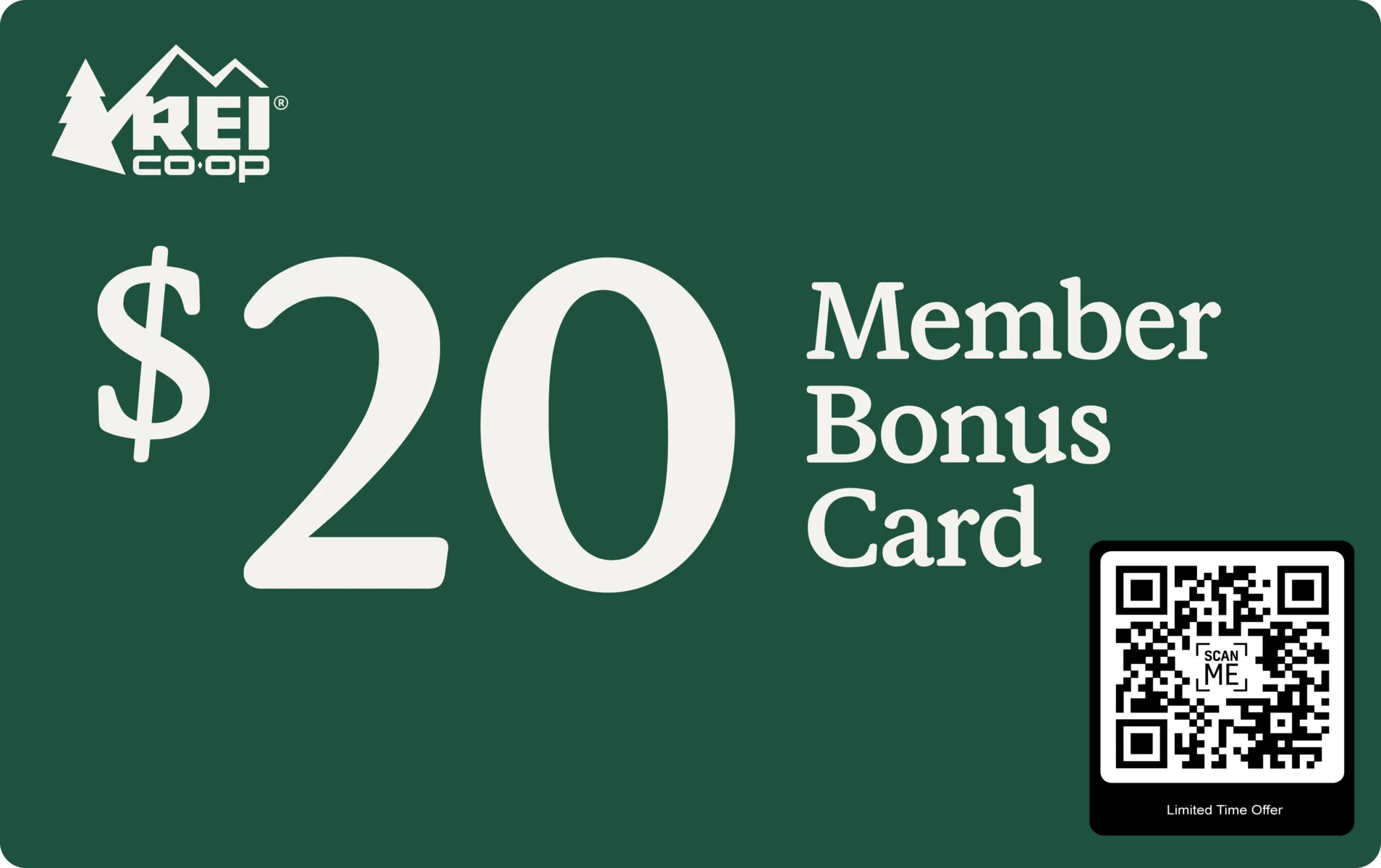 $20 Bonus REI Gift Card with $100+ Gift Card Purchase