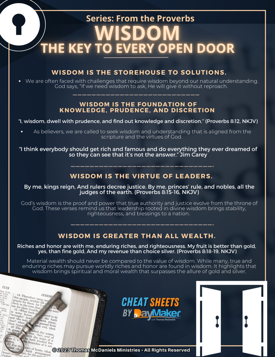 Cheat Sheets ~Wisdom the Key to Every Open Door