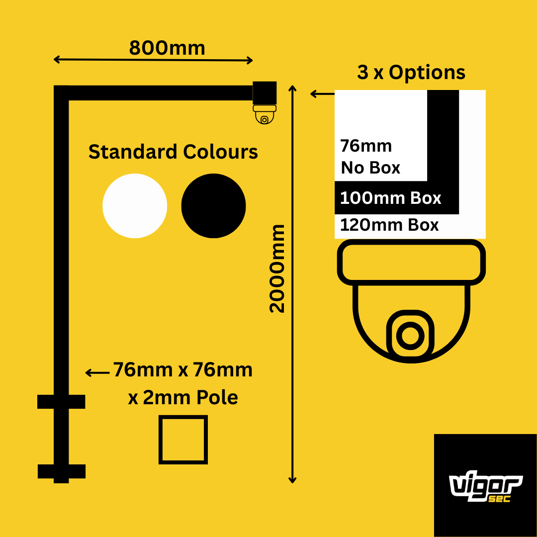 L-shaped camera pole for wall mounting