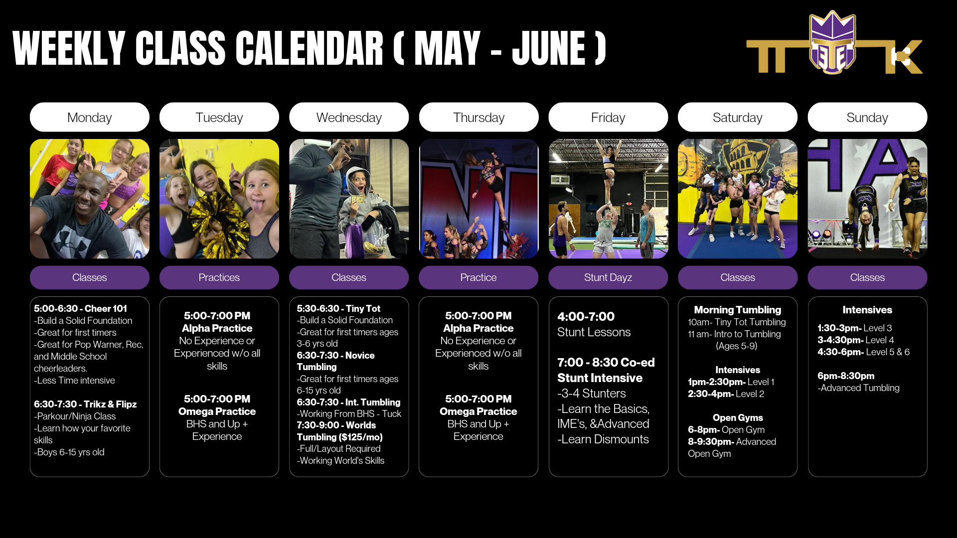 TTKC Weekly Schedule | WEEKLY CLASS CALENDAR (MAY - JUNE)