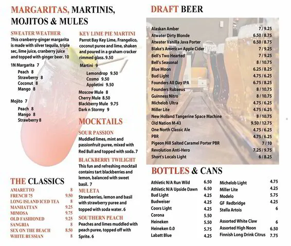 Menu | OneNorth Kitchen & Bar | American Restaurant | Jackson & Lansing, MI