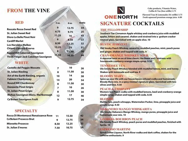Menu | OneNorth Kitchen & Bar | American Restaurant | Jackson & Lansing, MI