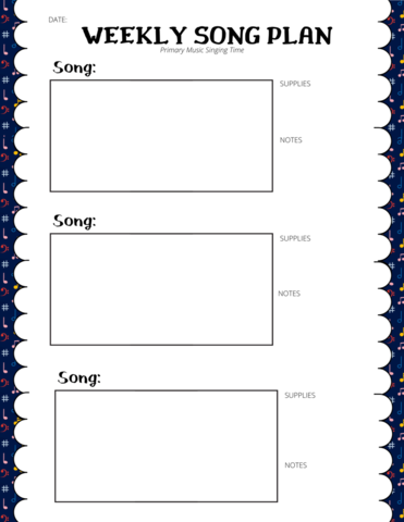 Primary Music Organization Primary Singing Time Binder