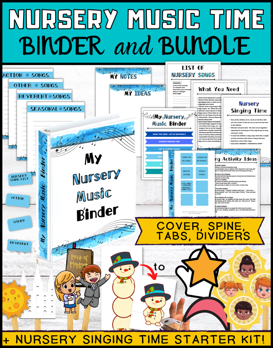 LDS Primary Song Nursery Singing Time Binder & Starter Kit