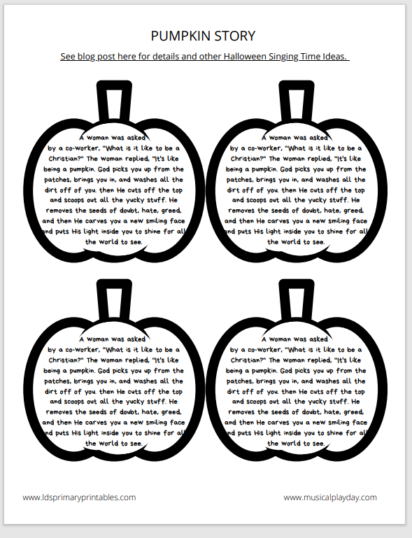 Halloween Primary Singing Time Ideas