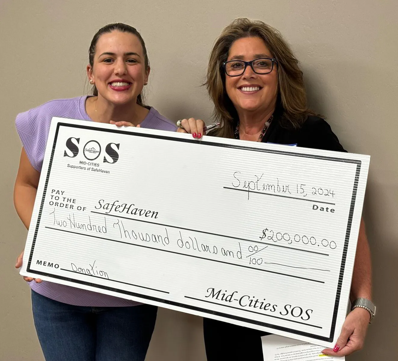 Big $200,000 Check Presentation at September 15th General Meeting!