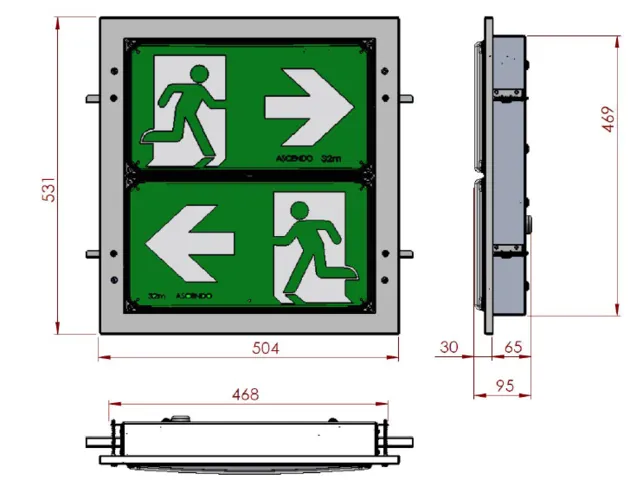 Evolo Directional Exit Sign 32m