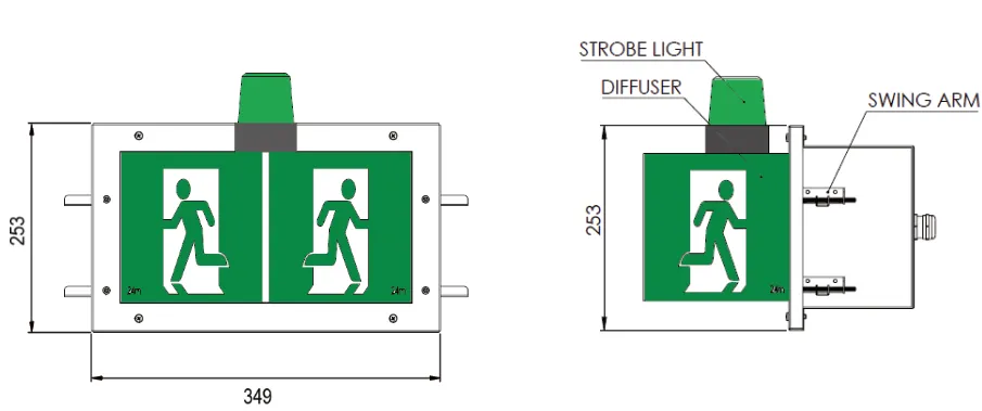Exit, Downlight and Strobe 24m