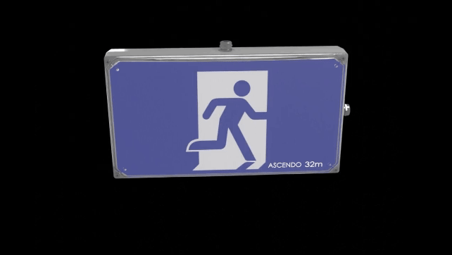 Blue Emergency Exit LED Sign 32m