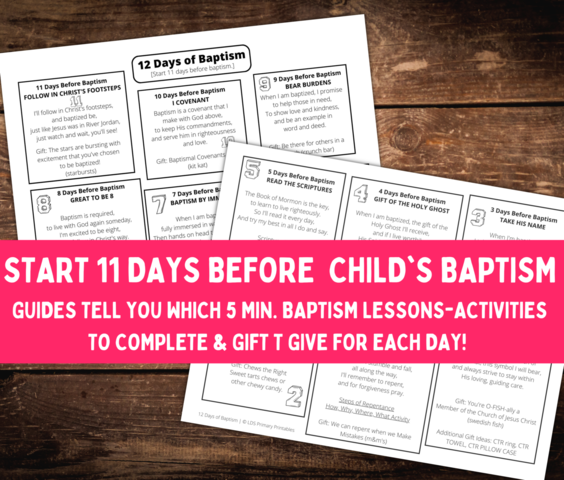 Baptism Lesson Resource Ideas & Activities (Come Follow Me Families, LDS Primary)