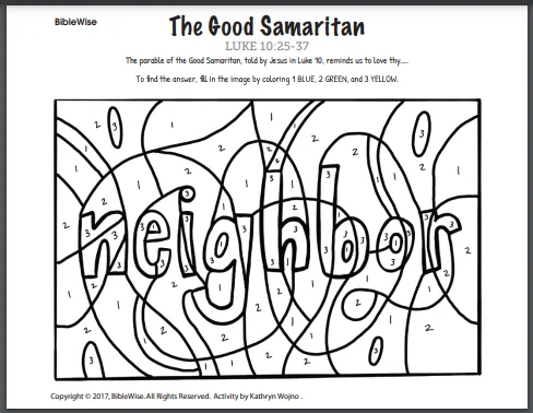 coloring picture of good samaritan