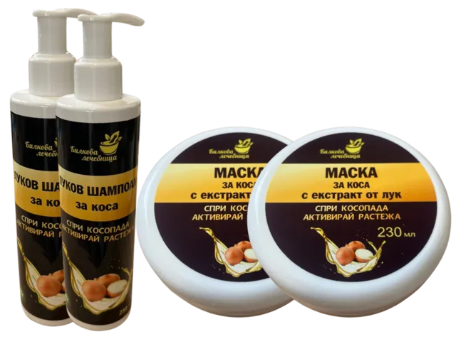 Луков Шампоан и Маска за коса против косопад