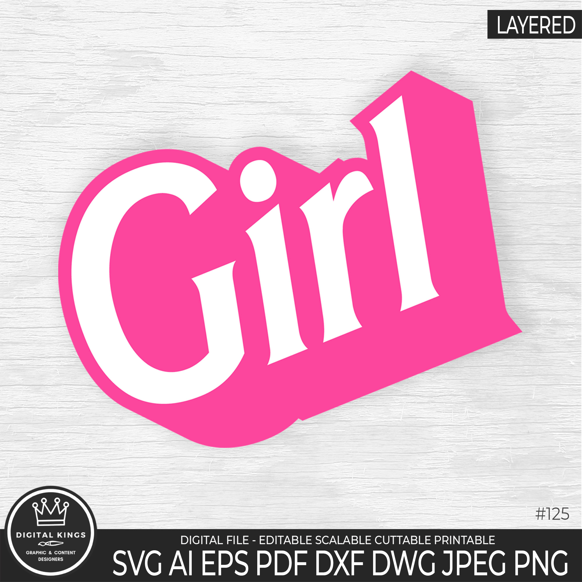 GIRL Barbie style layered SVG DXf digital file PNG #424