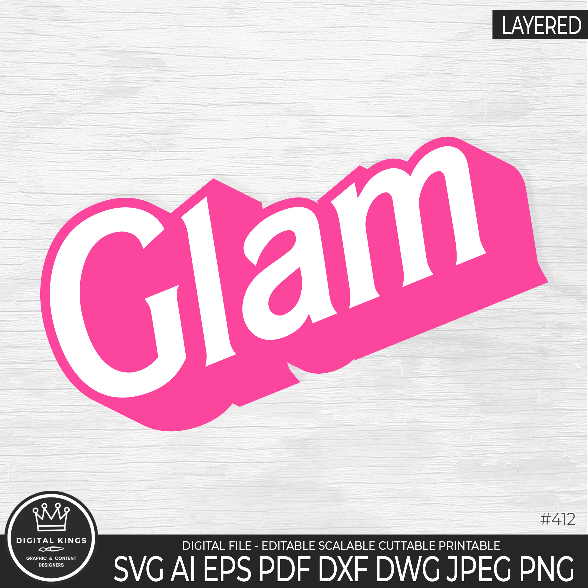 GLAM Barbie style layered SVG DXf digital file PNG #431