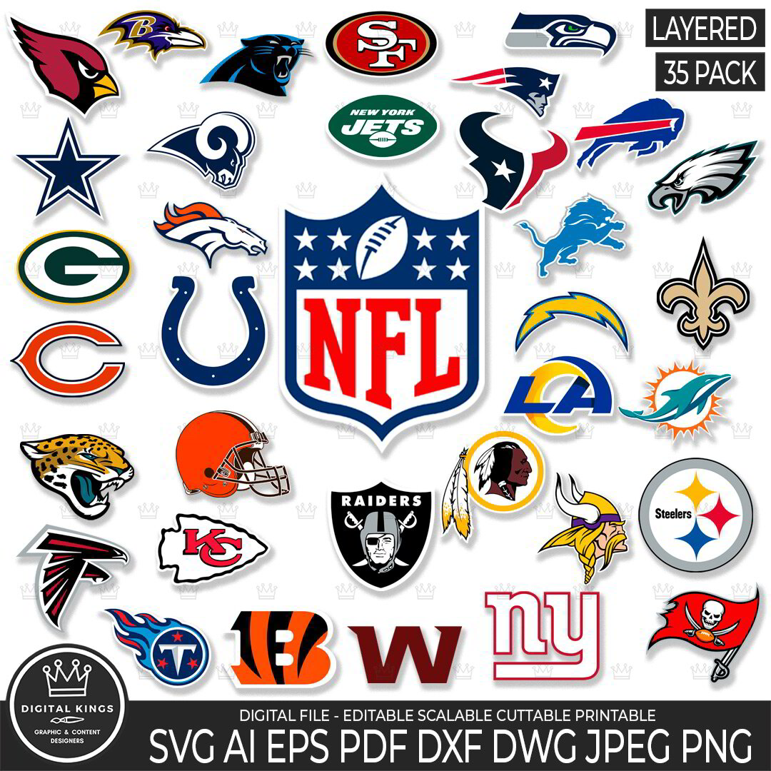 NFL logos bundle layered SVG EPS PDF digital files Cricut PNG #S006