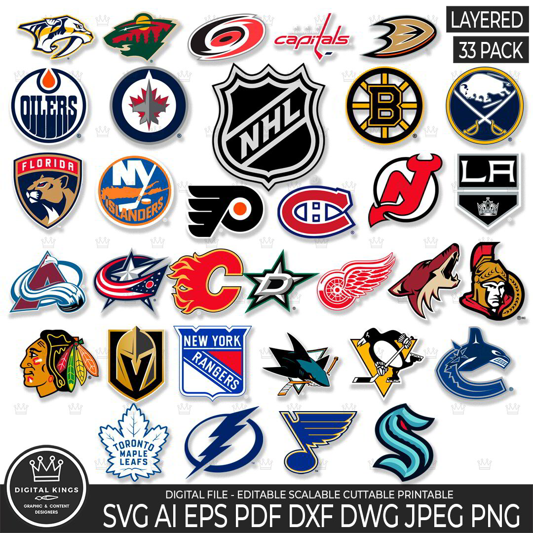 NHL logos bundle layered SVG EPS PDF digital files Cricut PNG #S008