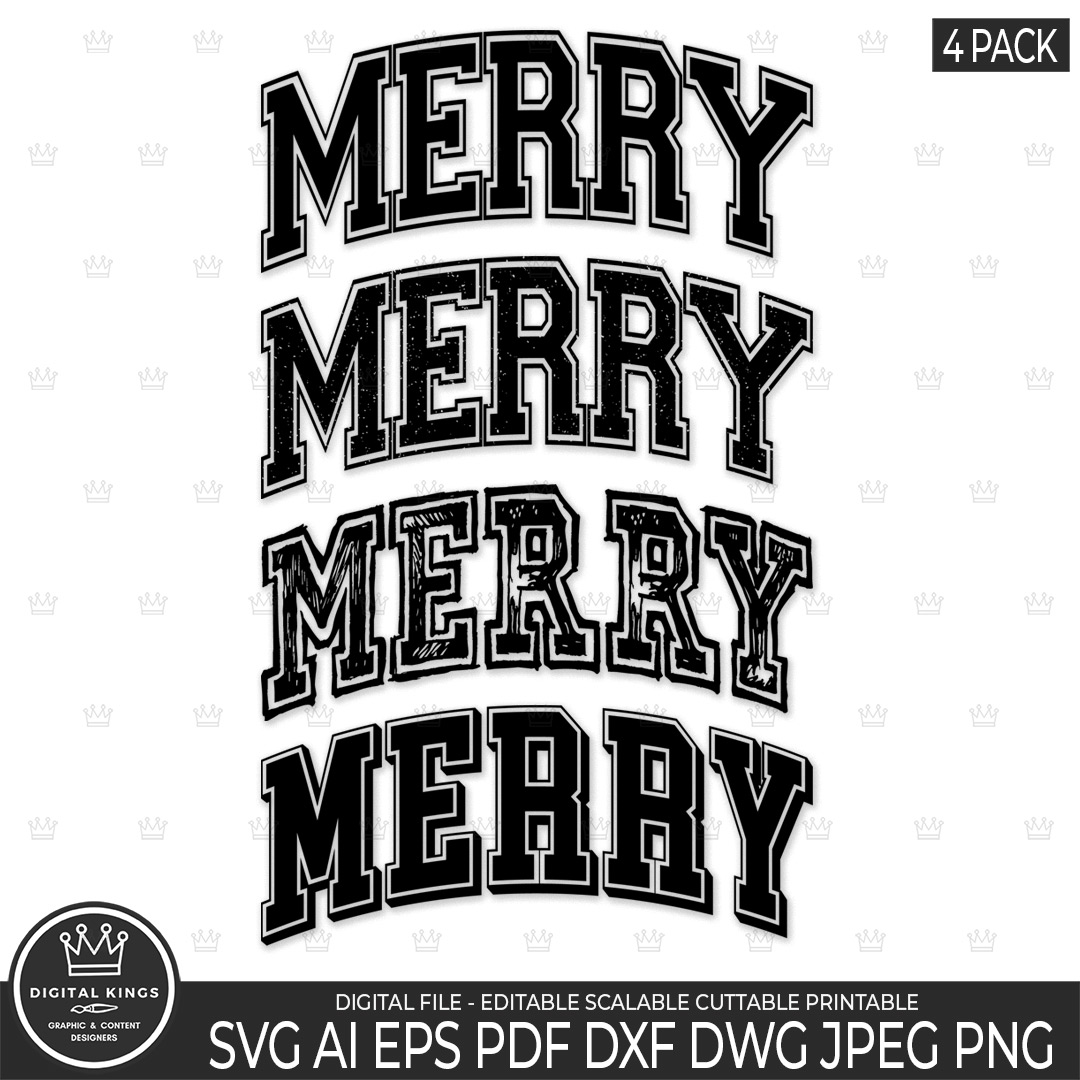 MERRY pack varsity SVG DXF digital files Cricut PNG #452
