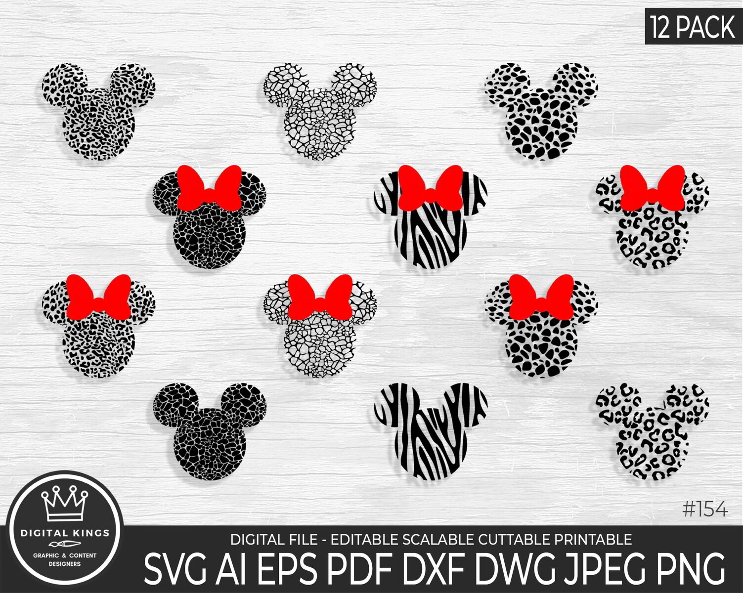 Disney Mickey Minnie Animal Print bundle SVG EPS PDF digital files ...