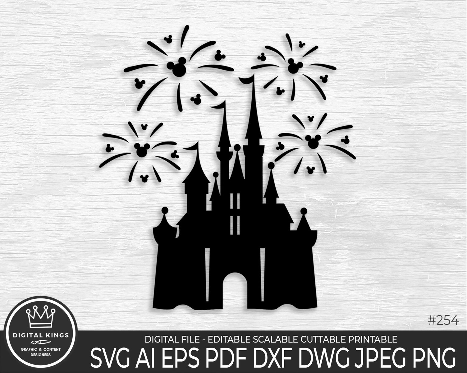 Disney Castle Fireworks layered SVG EPS PDF digital files Cricut PNG #254