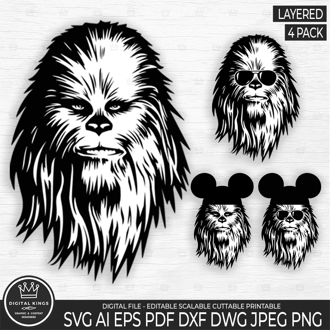 CHEWBACCA pack layered SVG EPS PDF digital files Cricut PNG #357