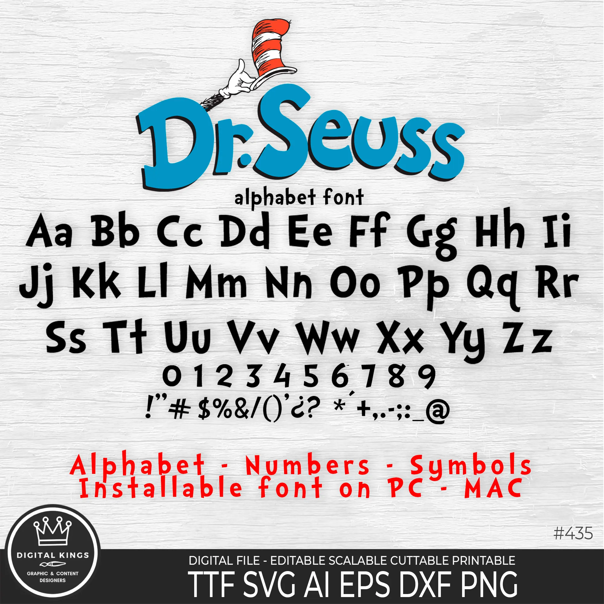 DR SEUSS installable font alphabet letters numbers symbols #dr30