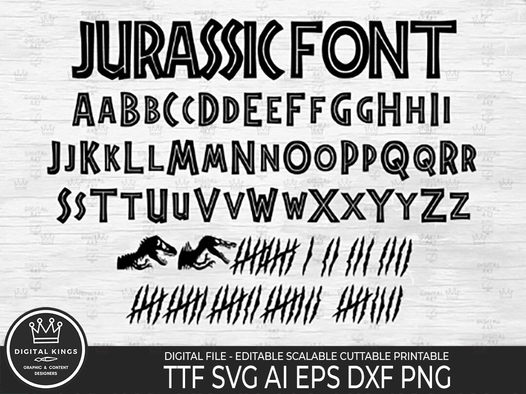 JURASSIC PARK installable font SVG clipart letters numbers symbols #F030