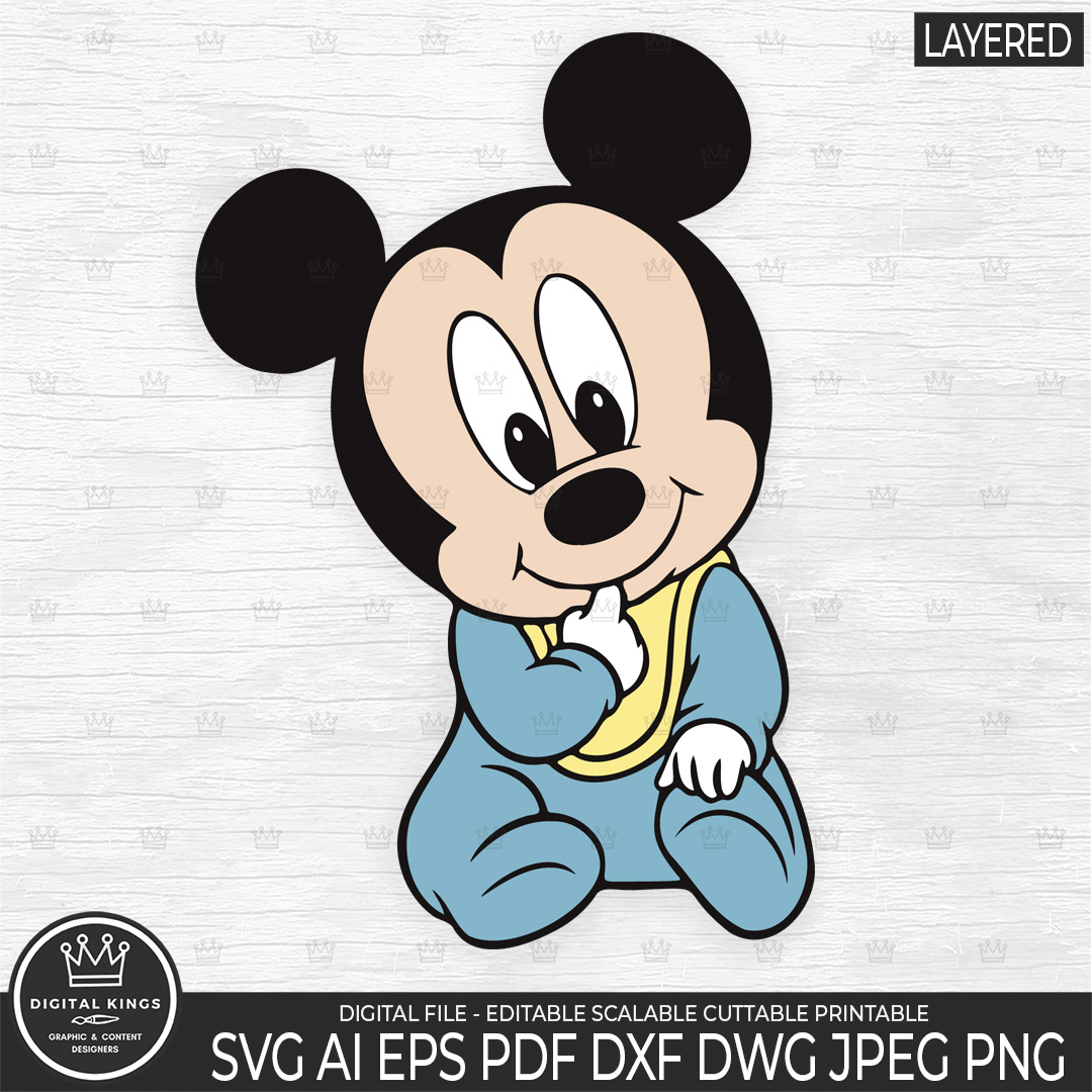 DISNEY - BABY MICKEY layered SVG EPS PDF digital files Cricut Canva PNG ...