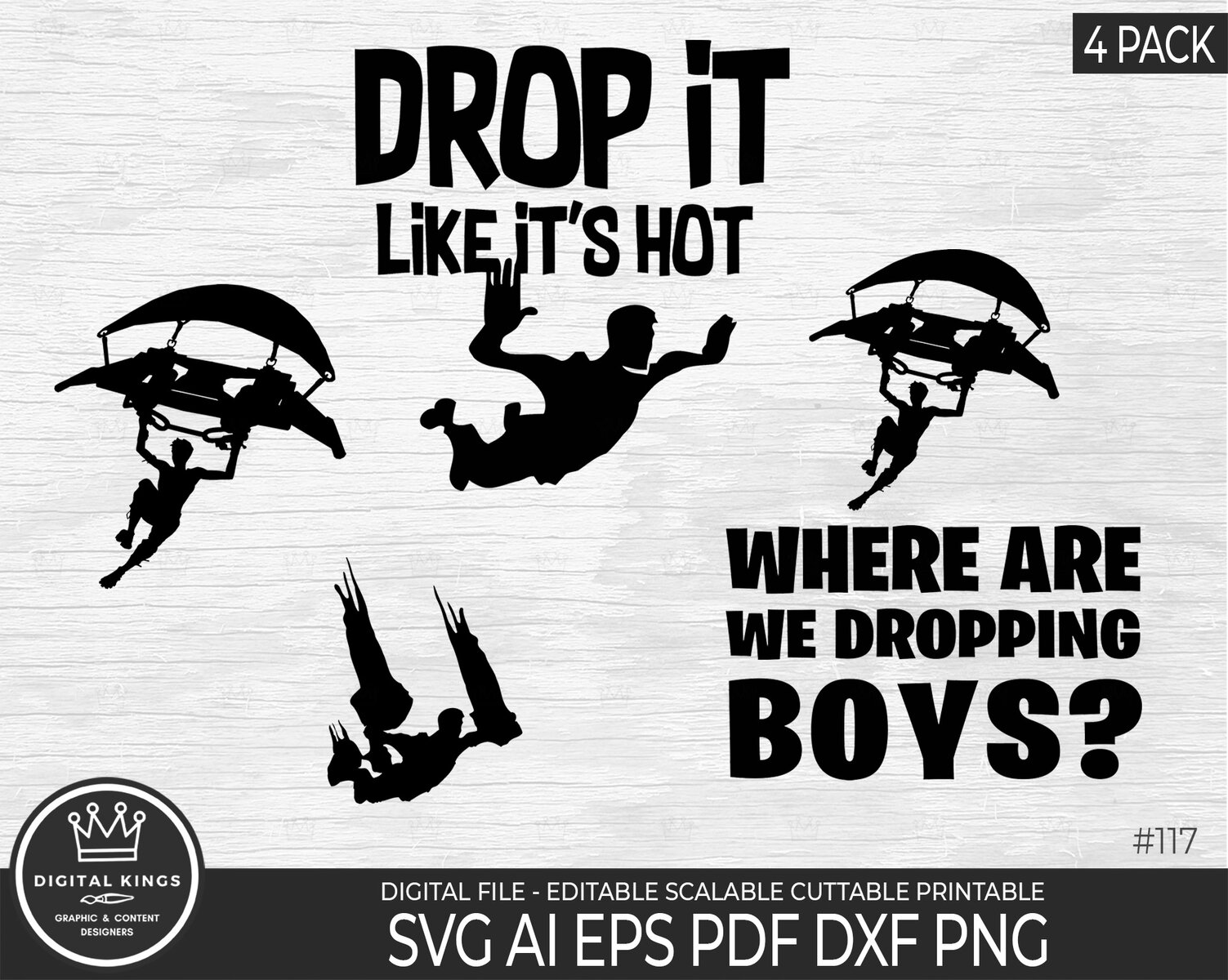 FORTNITE dropping logo pack SVG digital files Cricut PNG #117