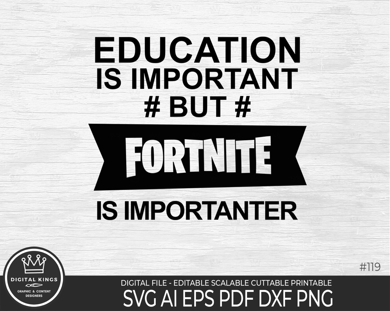 FORTNITE logo Education is important SVG digital files Cricut PNG #119