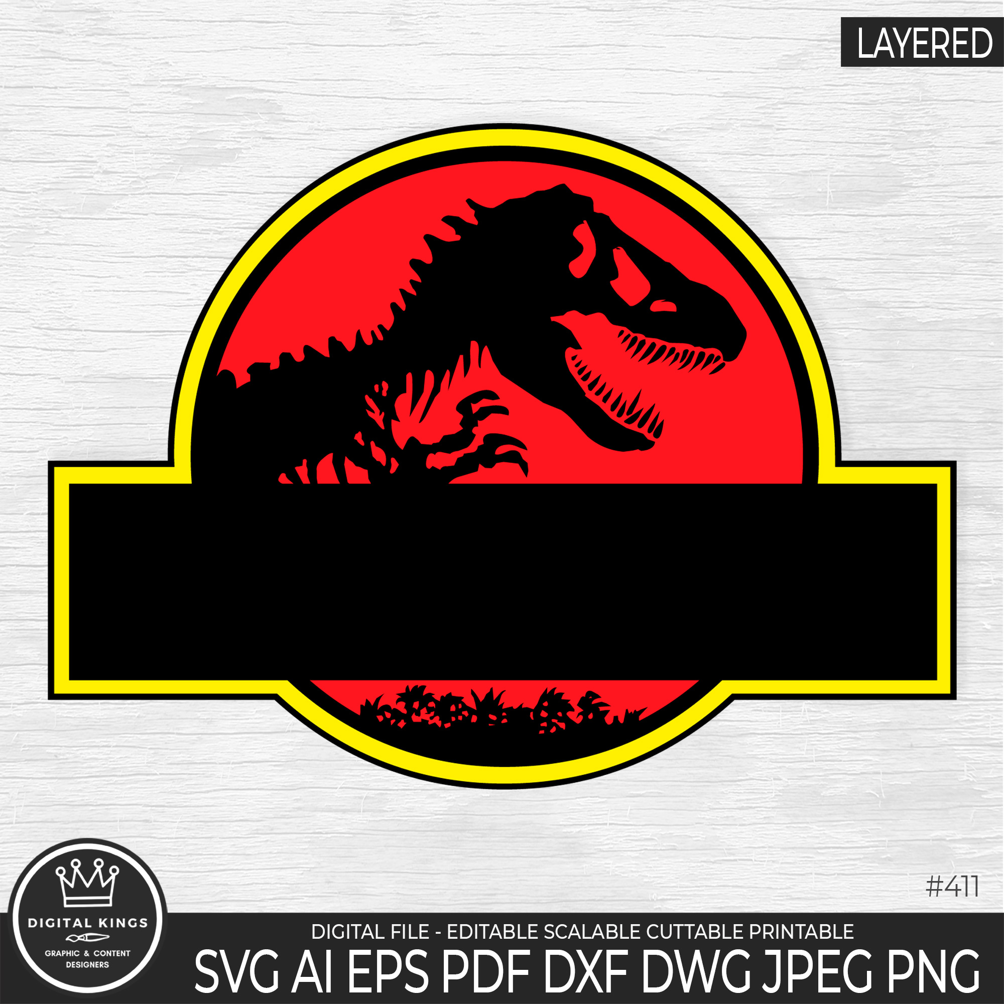 JURASSIC PARK frame logo layered SVG DXF digital files Cricut Canva PNG ...