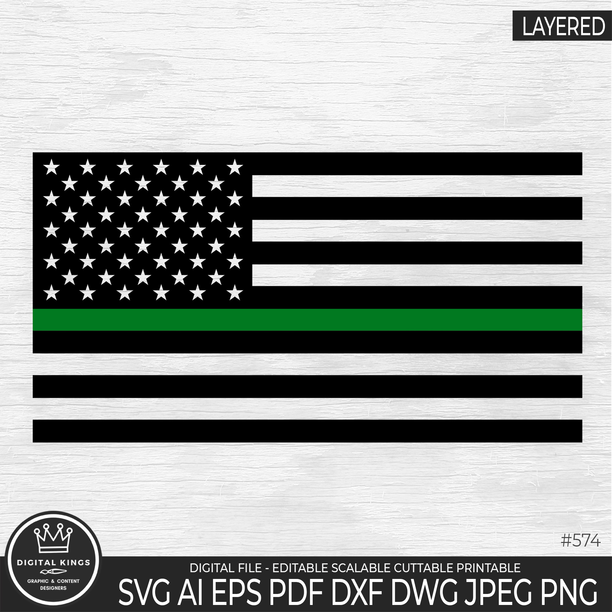 US FLAG Military Green Line layered SVG DXF digital files Cricut Canva ...