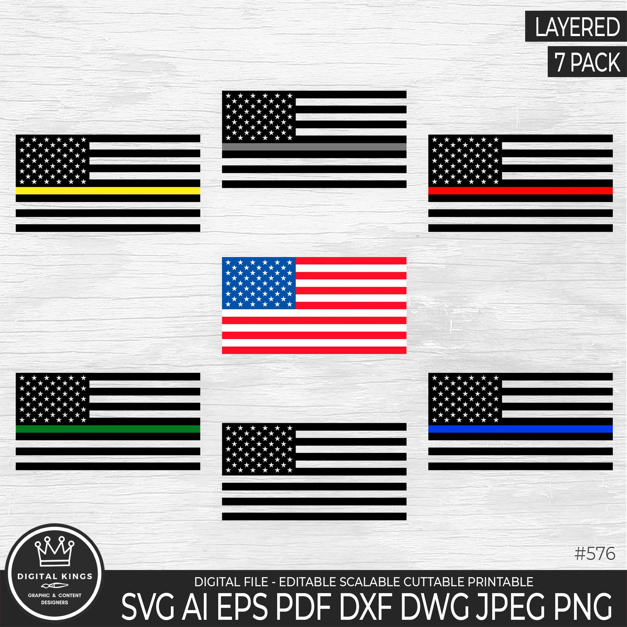 AMERICAN FLAGS PACK layered SVG DXF digital files Cricut Canva PNG #442
