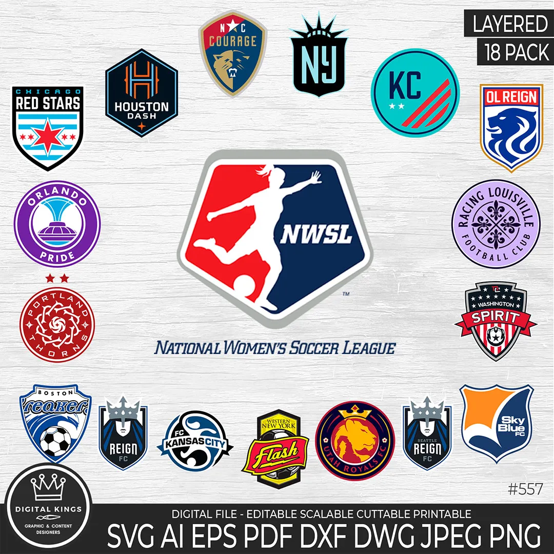 NWSL logos bundle layered SVG EPS PDF digital files Cricut PNG #S012