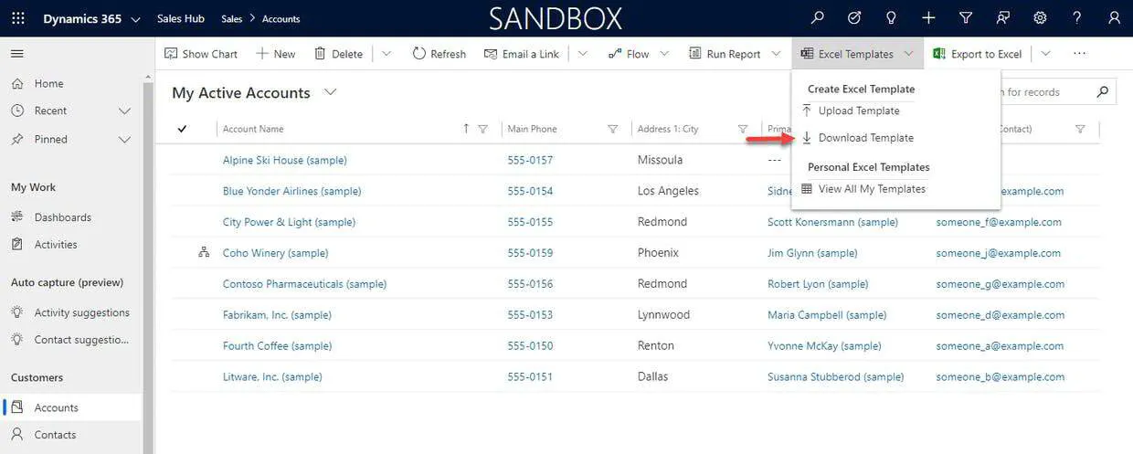 Use Excel Templates In Microsoft Dynamics 365
