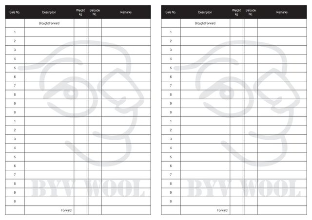 BYV Wool Brokers | Tally Book | Shed Book | Classers Specification