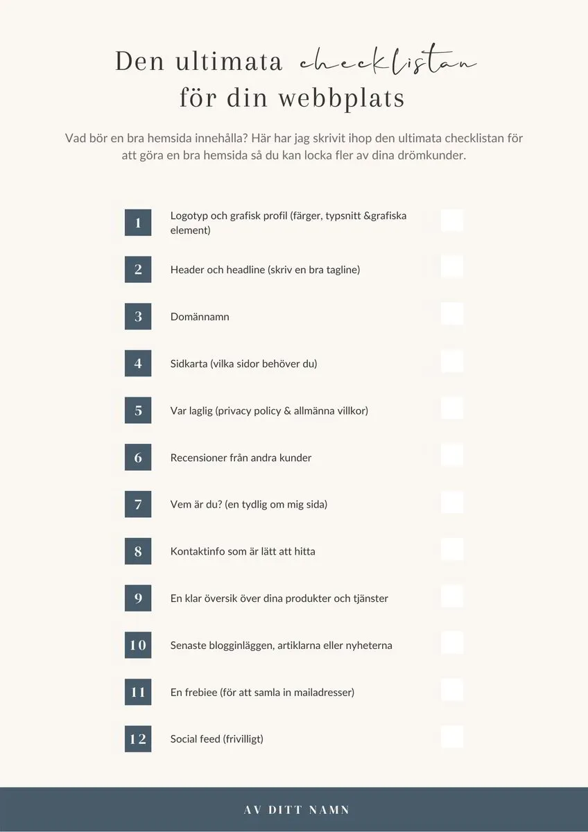 Den ultimata checklistan för din hemsida, 12 delar en bra hemsida bör ...