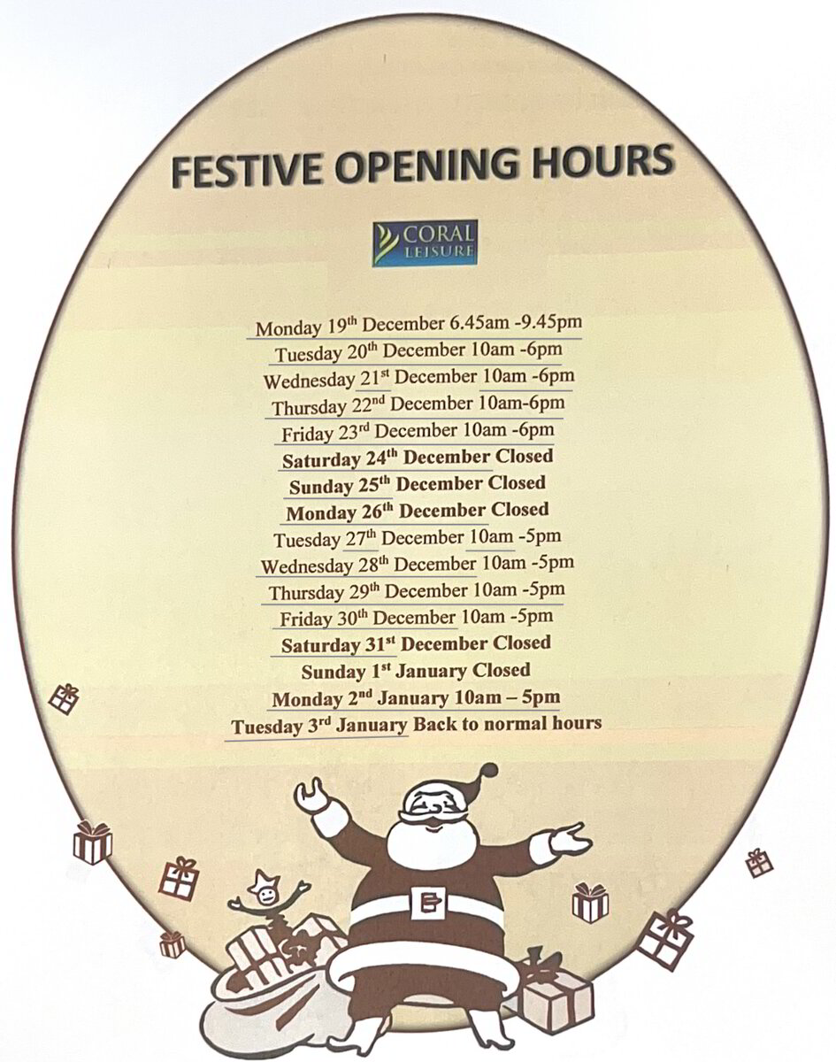 Coral Leisure Arklow's Festive Opening Hours 2022