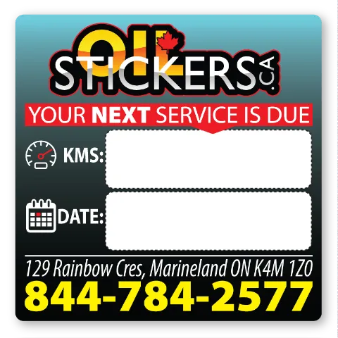 Personalized High Quality Full Color Printed Custom Oil Change Stickers