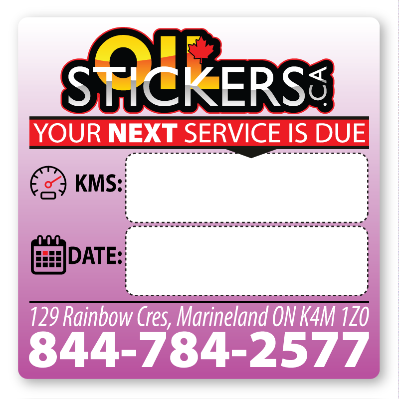500 Customized Oil Change Reminder Service Stickers Window Clings
