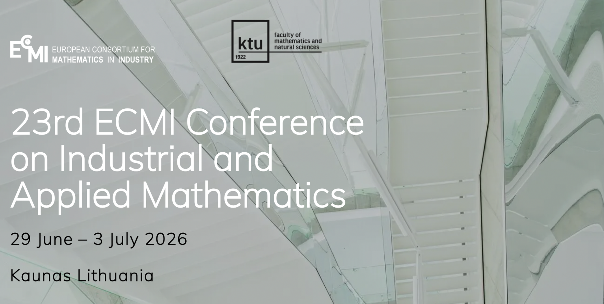 23rd ECMI Conference on Industrial and Applied Mathematics in Kaunas | ECMI2026.ORG
