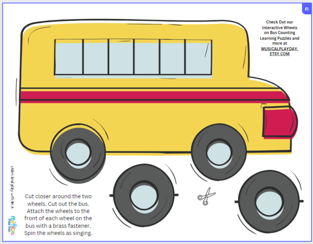 Free Kids Wheels on the Bus Printable (Interactive Bus) - Musical Play Day