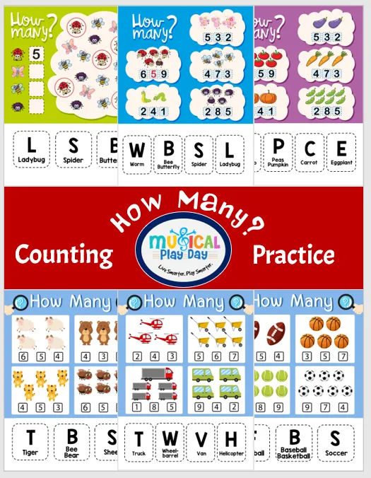 6 Free Colorful "I Spy" Kids Counting Printables - Musical Play Day