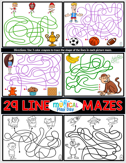 10 Free Kids Maze Printables - Musical Play Day